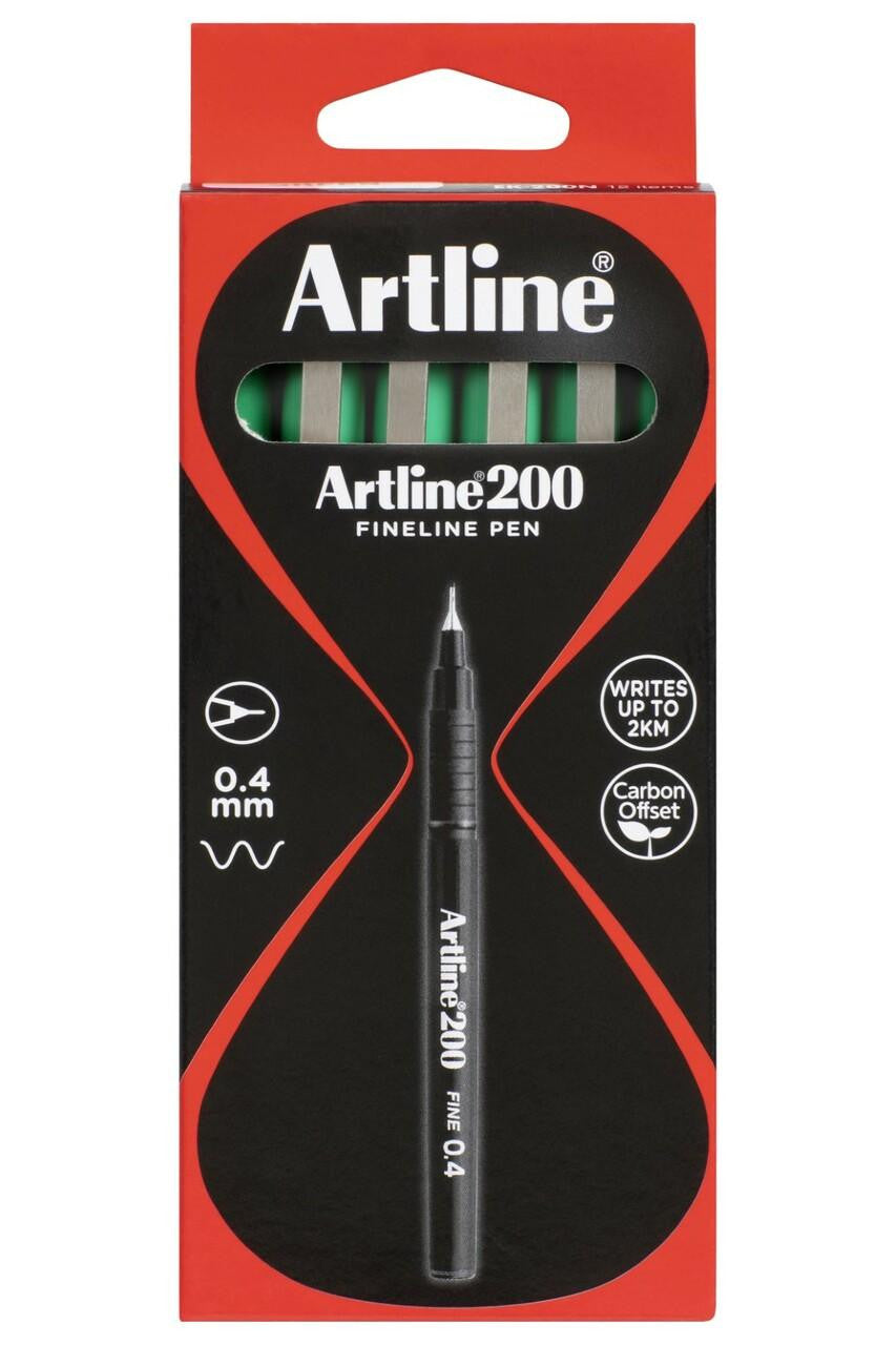 Artline 200 F/Line Pen 0.4 Grn - Aussie Toner