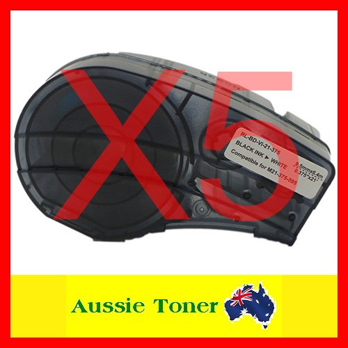5-Pack M21-375-595-WT Black on White B-595 Durable Vinyl Material Comp ...