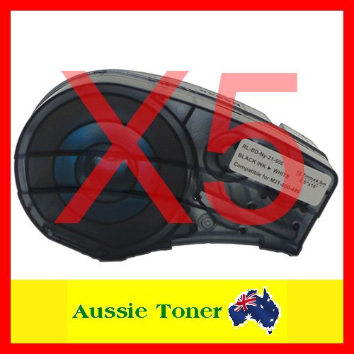 5-Pack M21-500-499 Black on White B-499 Nylon Cloth Compatible Labels ...