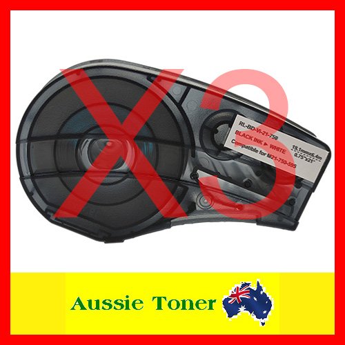 3-Pack M21-750-595-WT Black on White B-595 Durable Vinyl Material Comp ...